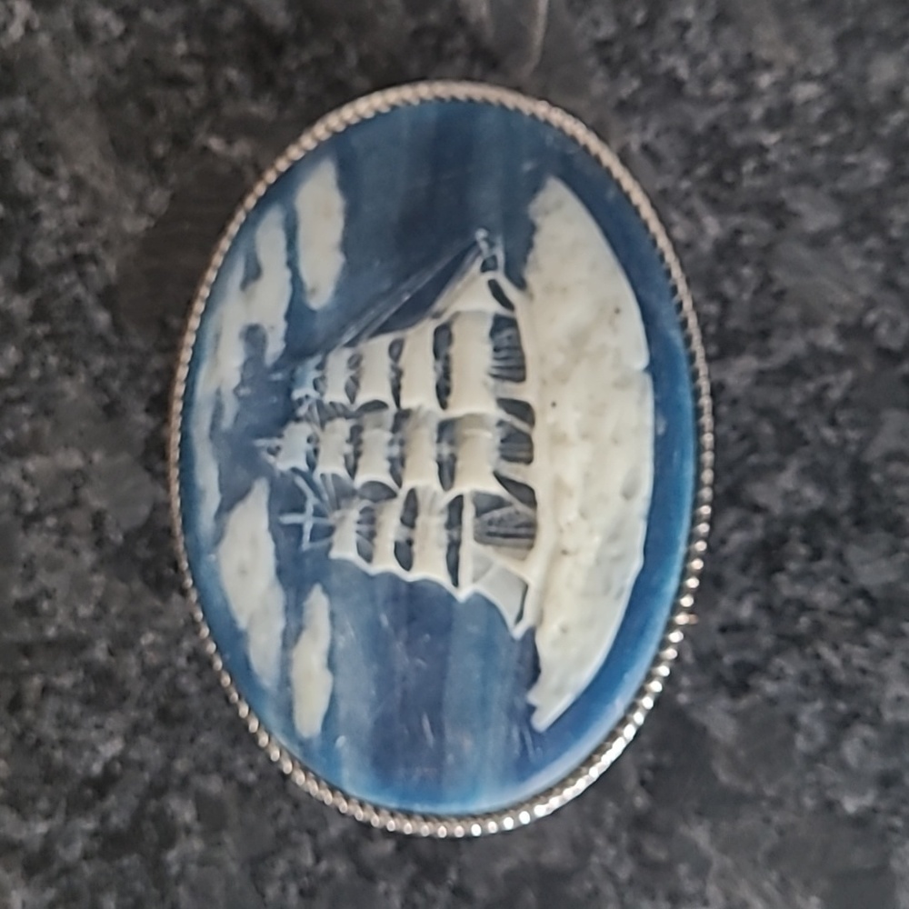 Vintage 1978 Incolay "Sailing Ship" Belt Buckle - Gem